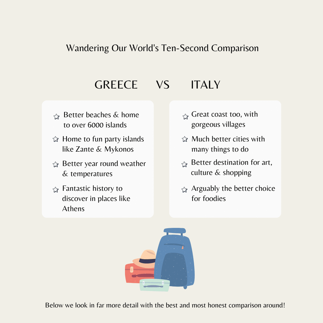 Greece Or Italy: The Honest Comparison [2023] You Need!